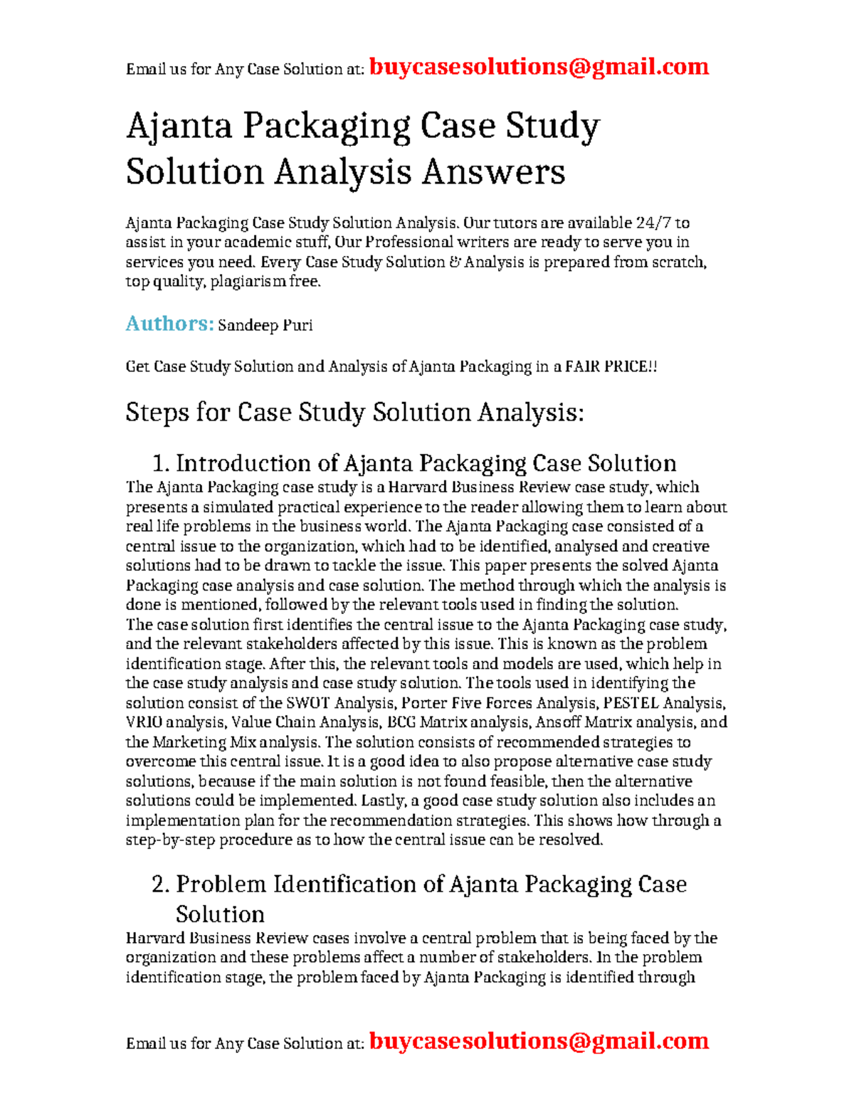 Ajanta Packaging Case Study Solution Analysis - Our tutors are available 24/7 to assist in your ...