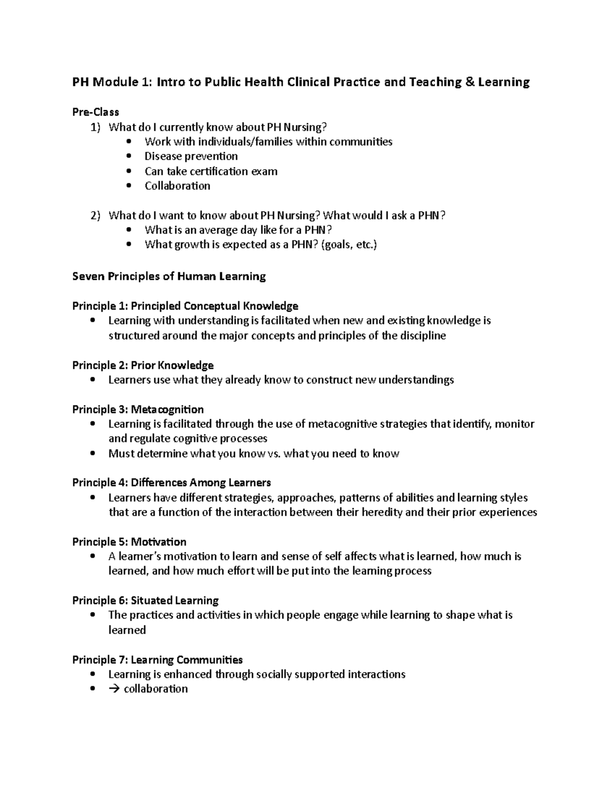 PH Module 1 Notes - PH Module 1: Intro to Public Health Clinical ...