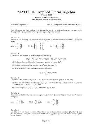 Math 102 - Applied Linear Algebra Workbook 6 - Homework 7 Shania Chiara ...