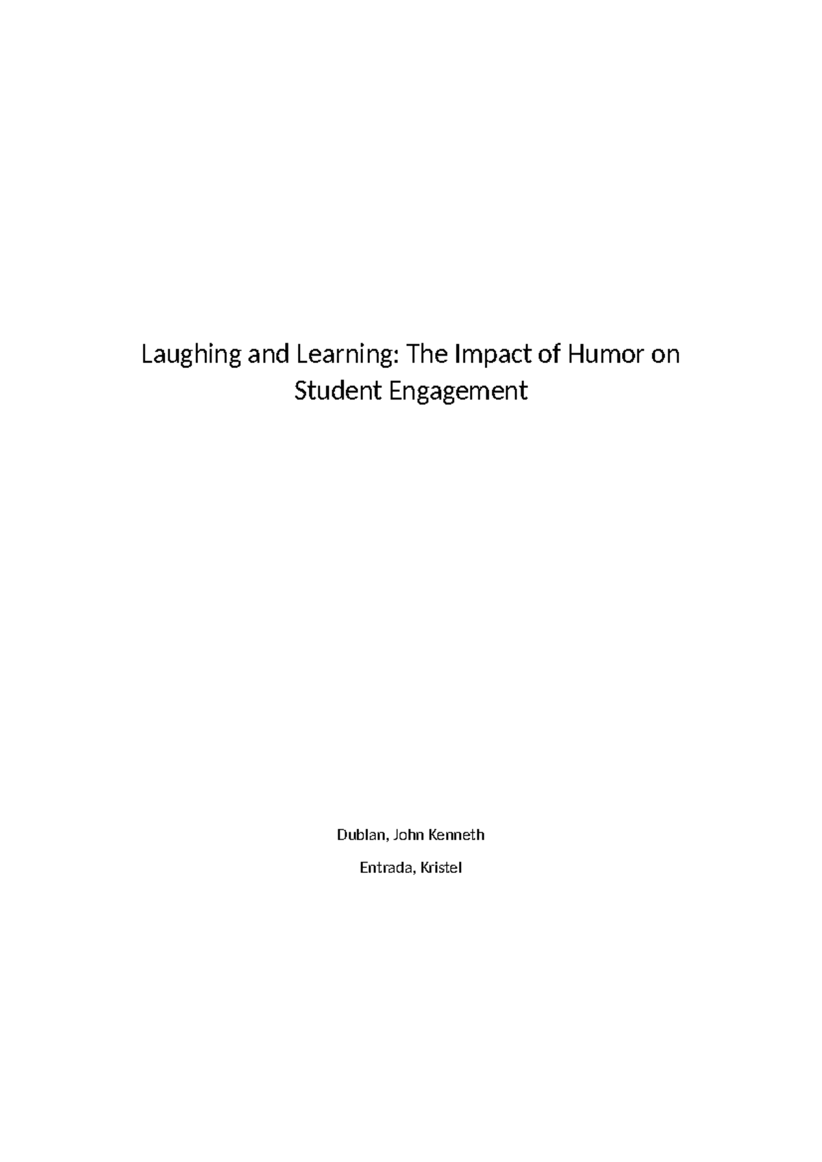 Action Research 6 JKD - Laughing and Learning: The Impact of Humor on ...