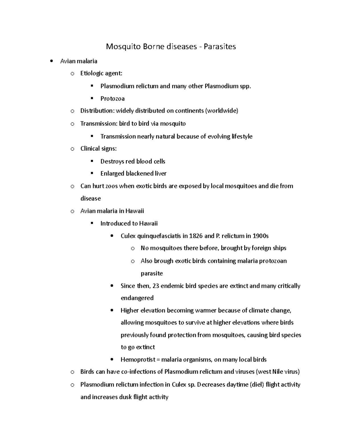 medical entomology (ento423) notes mosquito borne diseases parasites ...