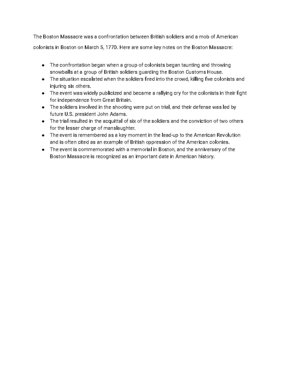 Untitled document (10) - The Boston Massacre was a confrontation ...