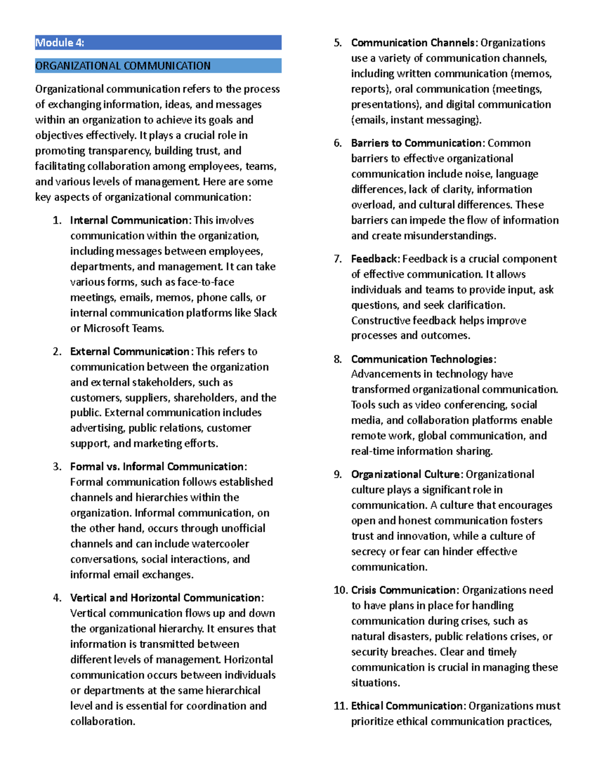 Reviewer-Module-5 - leadership module 5 - Module 4: ORGANIZATIONAL ...