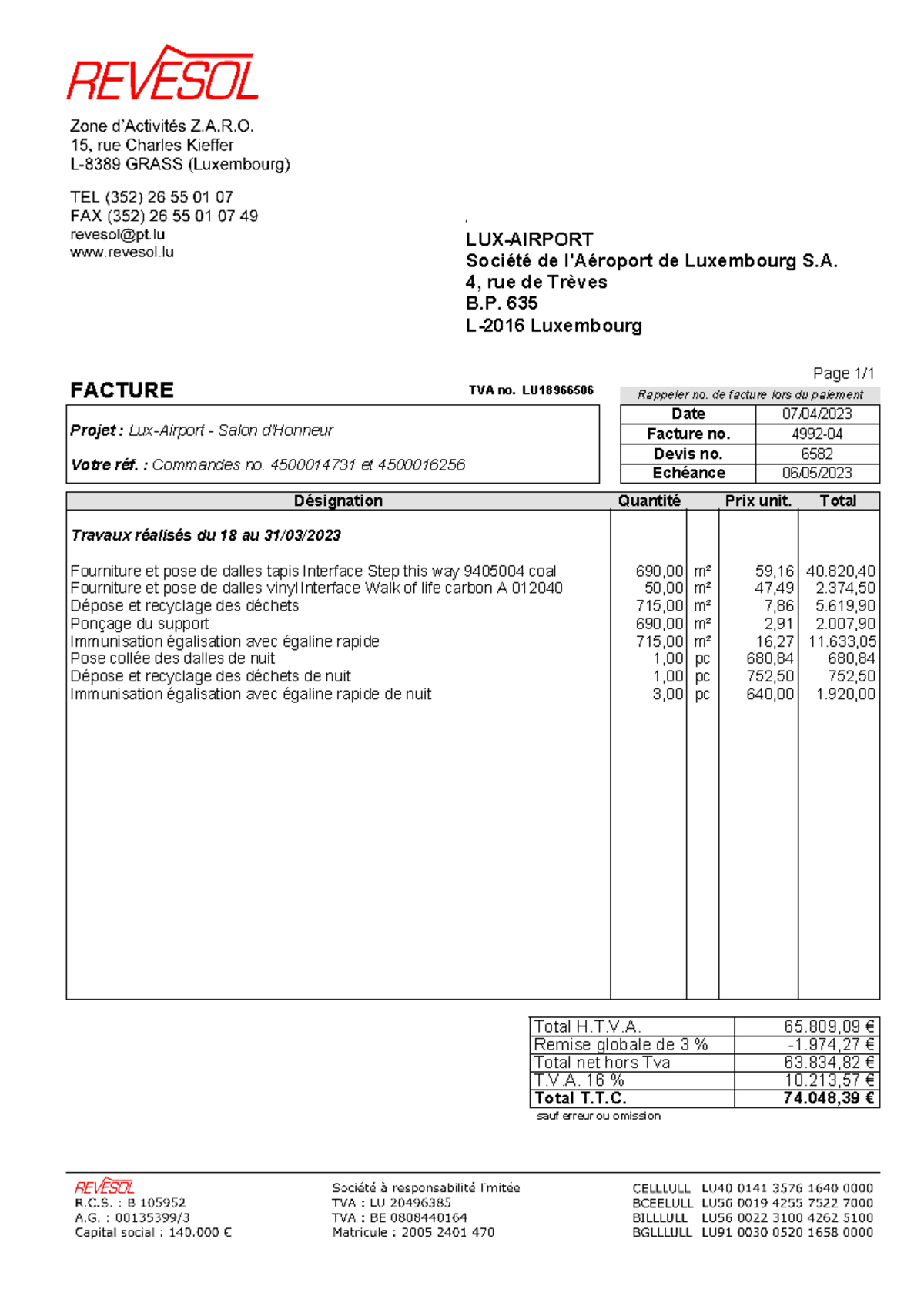 Facture 4992-04 - CAse base of invoices treatment - FACTURE Rappeler no ...