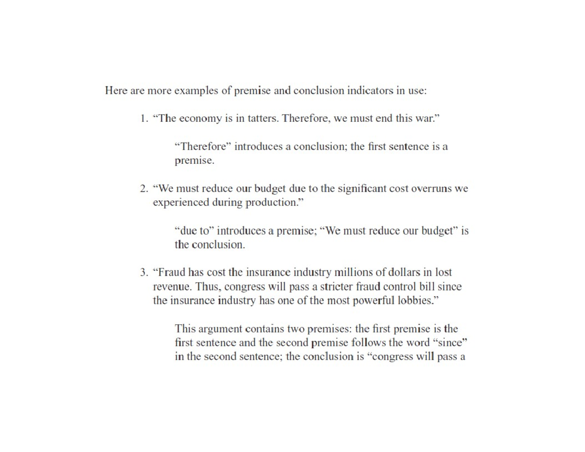 5 - math - Here are more examples of premise and conclusion indicators ...