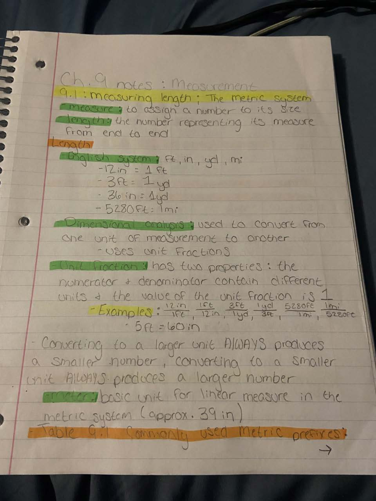 9 - 9.1 Measuring Length: The Metric System - MGF 1106 - Studocu