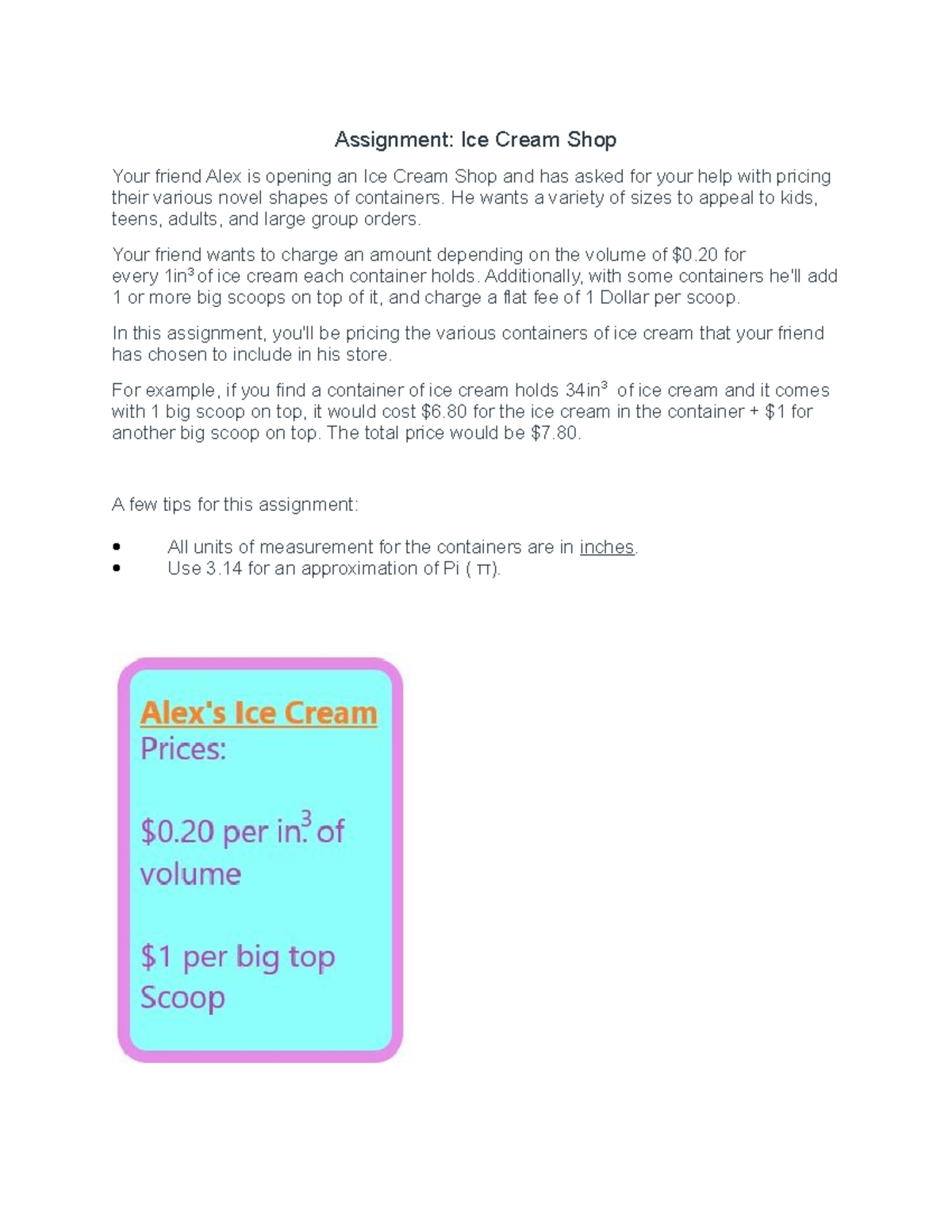 Assignment Ice Cream - This is an exam question that seeks to assist ...
