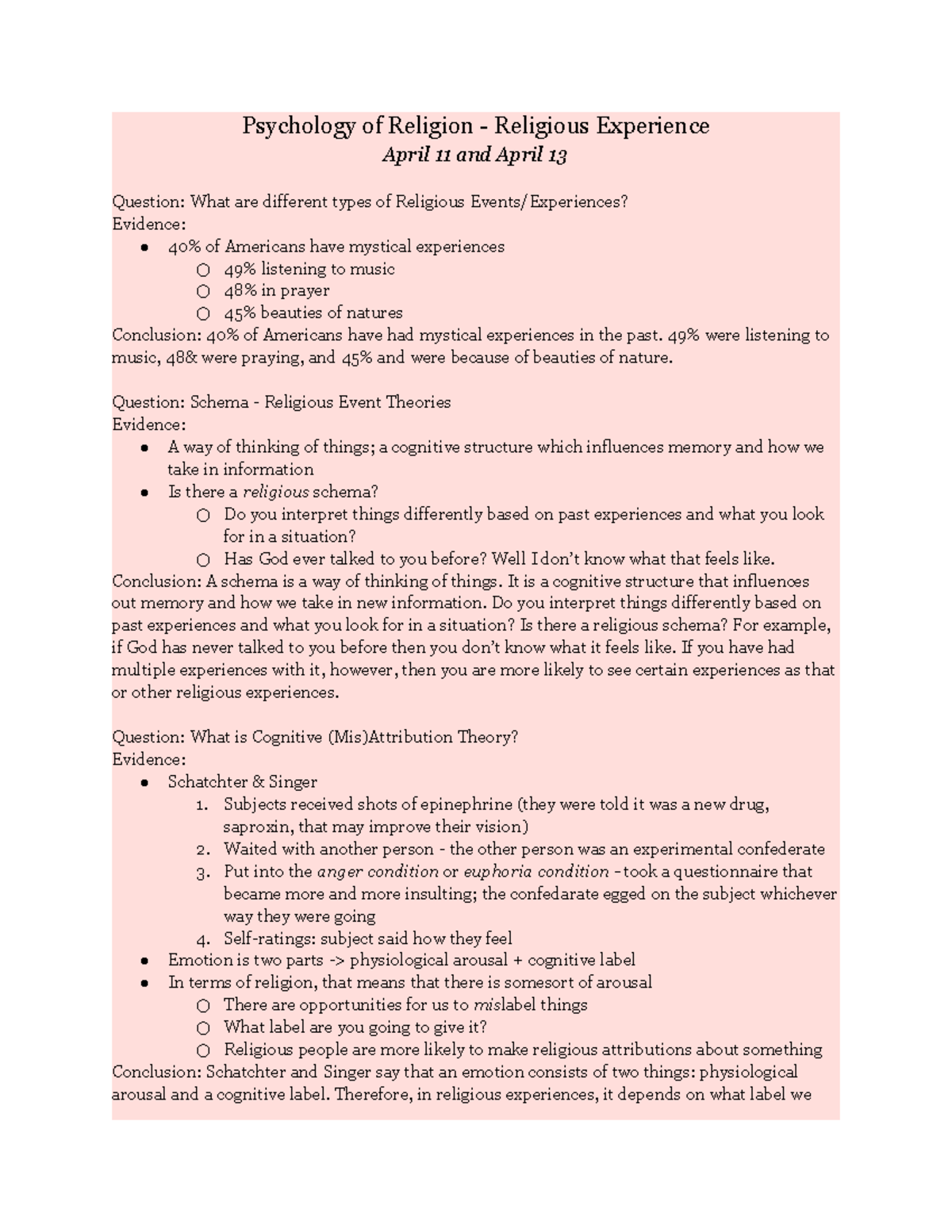 Psychology of Religion - Religious Experience - 49% were listening to ...