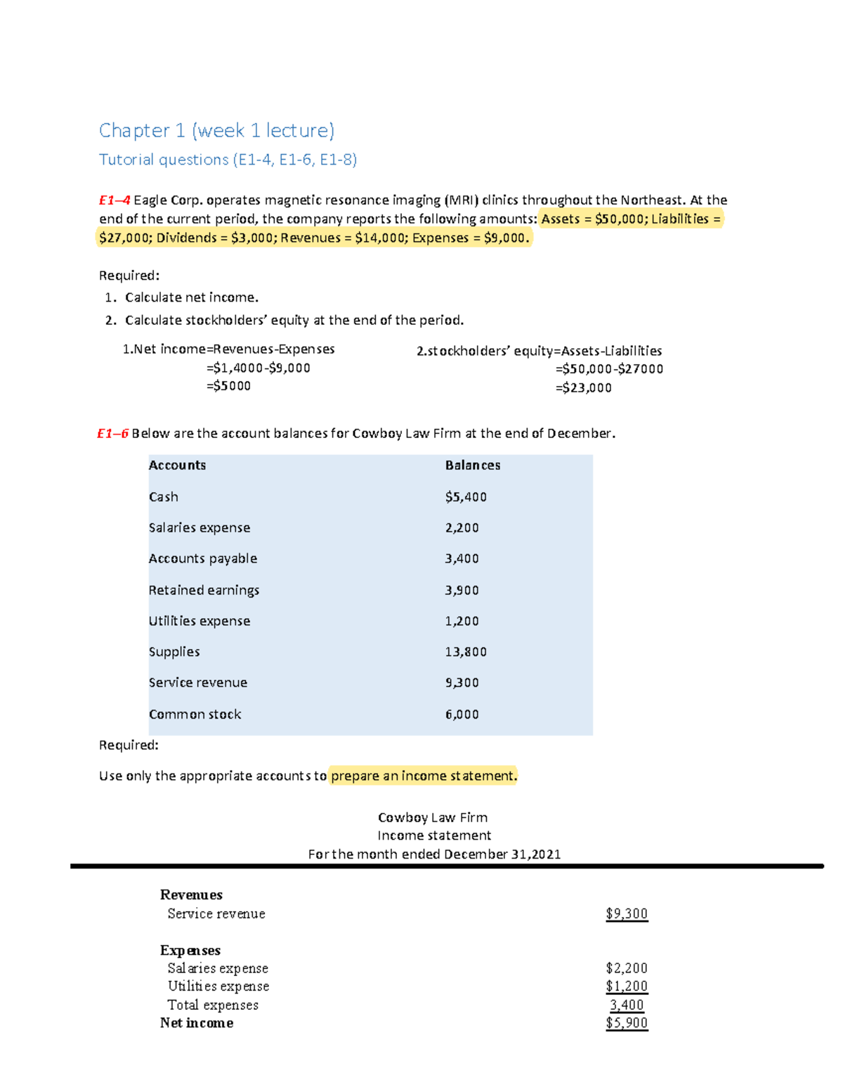 CB2100 Sem A 2021-22 Week 1 topic tutorial question - Chapter 1 (week 1 lecture) Tutorial ...