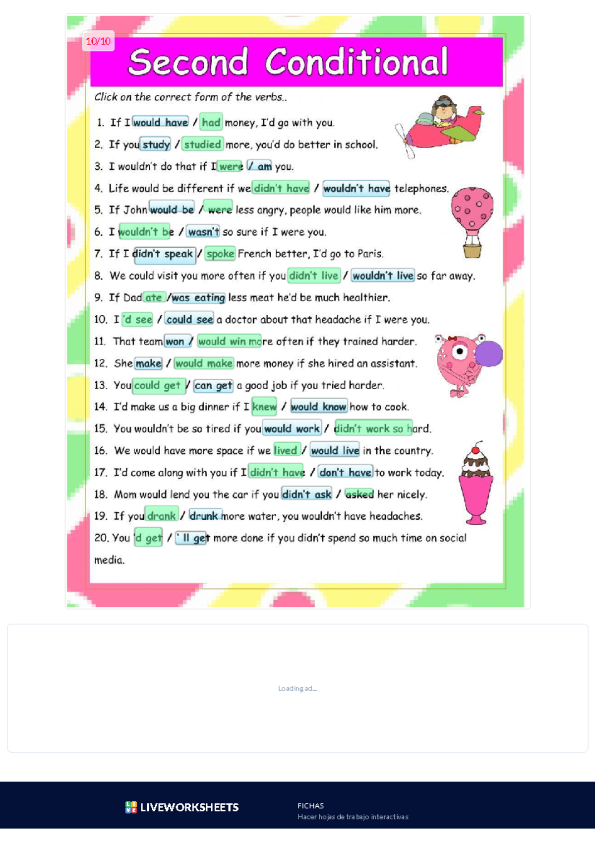 Second Conditional Choose the Option worksheet Live Worksheets - Inglés ...