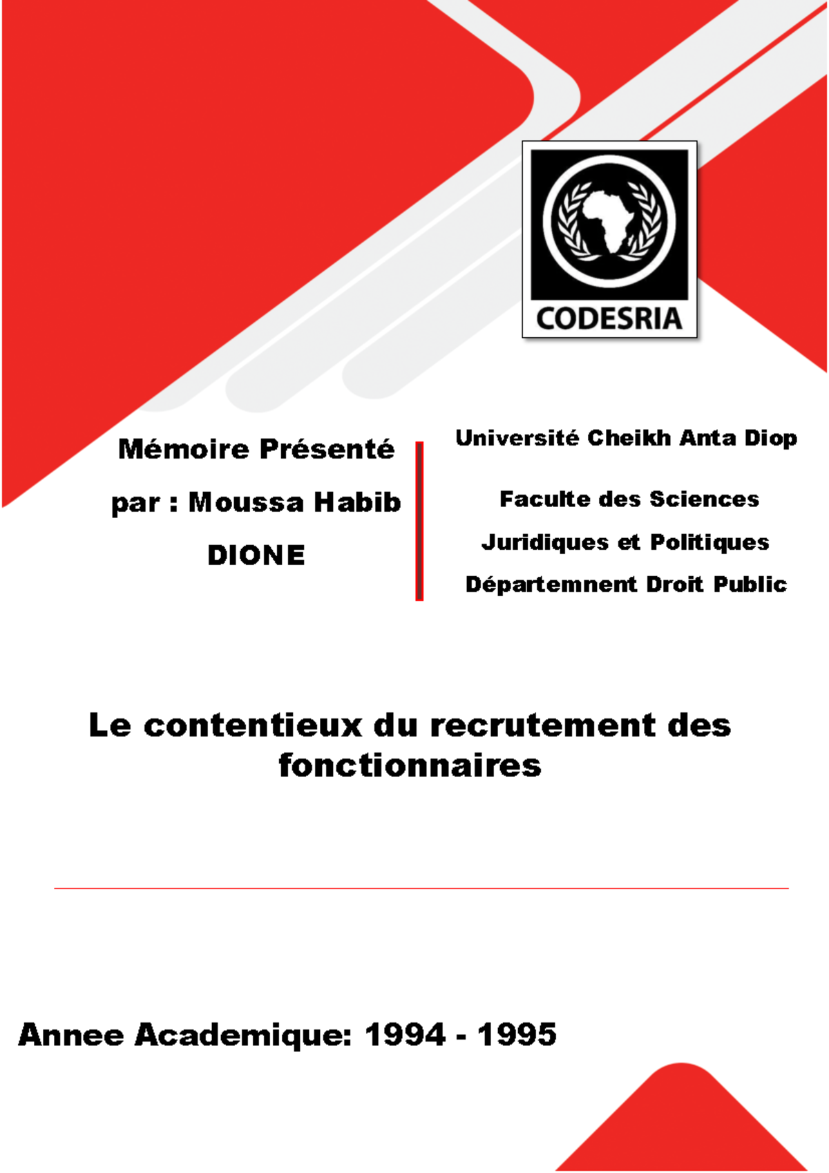 34M Dione Moussa Habib - Agent - ####### Mémoire Présenté ####### par : Moussa Habib ...