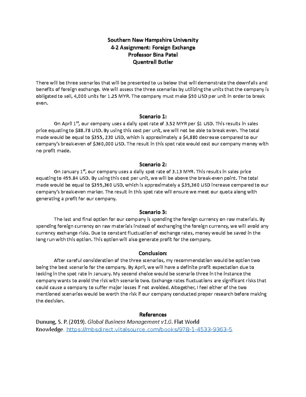 INT 220 Module 4 Assignment - Southern New Hampshire University 4-2 Assignment: Foreign Exchange ...