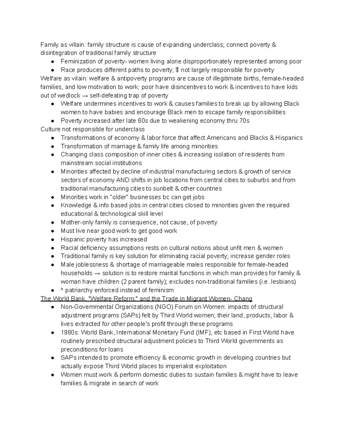 Feminist Studies 60 Notes 14 - Family as villain: family structure is ...