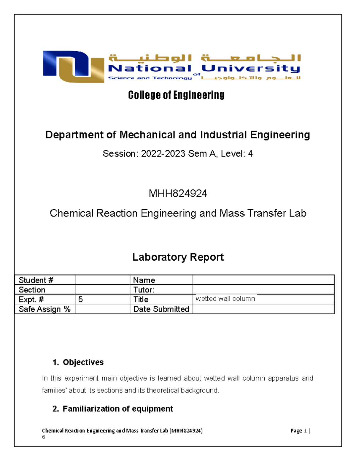Lab 5 - lab 5 - College of Engineering Department of Mechanical and ...