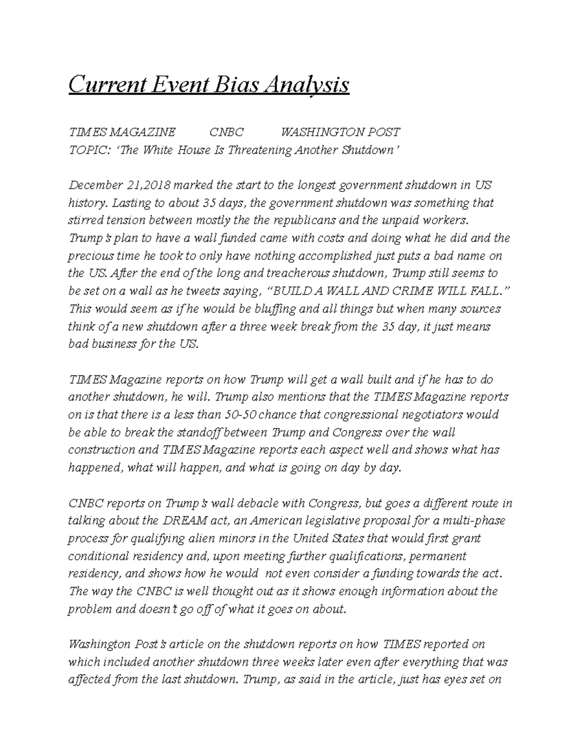 Current Event Bias Analysis - Current Event Bias Analysis TIMES ...