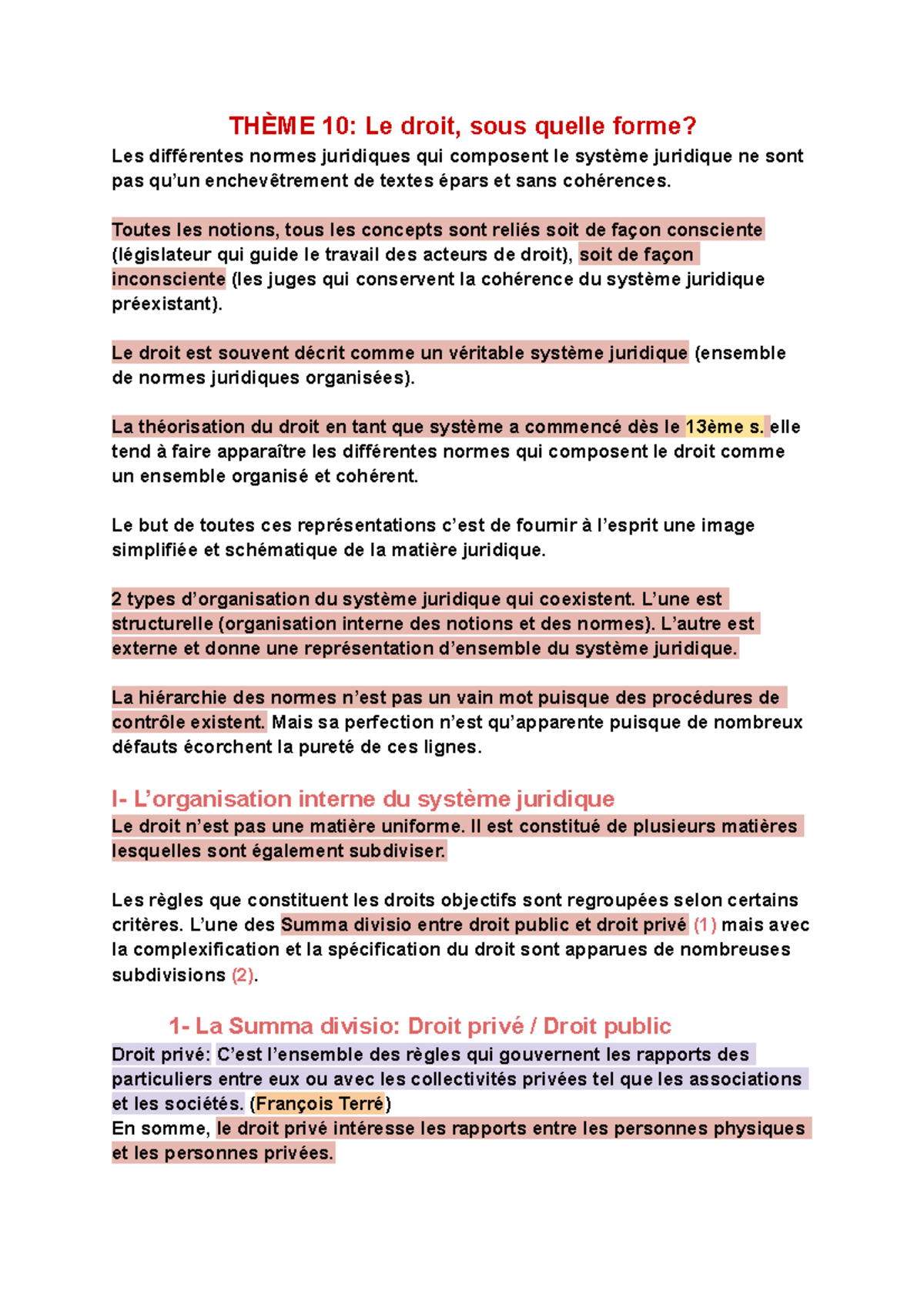 Thème 10: Le droit, sous quelle forme? - THÈME 10: Le droit, sous ...