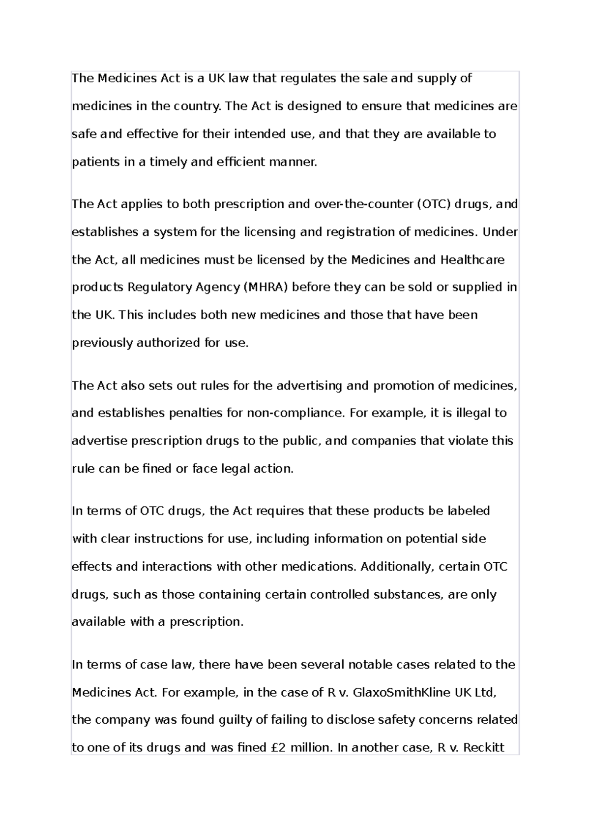 The Medicines Act and over-the-counter drugs in the UK - The Medicines ...