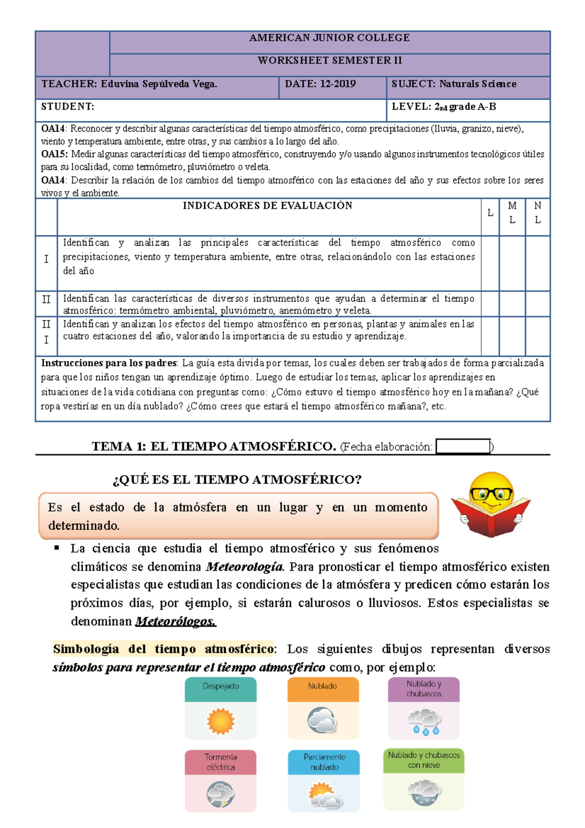 GUIA-2- Basico- Ciencias- Naturales - TEMA 1: EL TIEMPO ATMOSFÉRICO ...