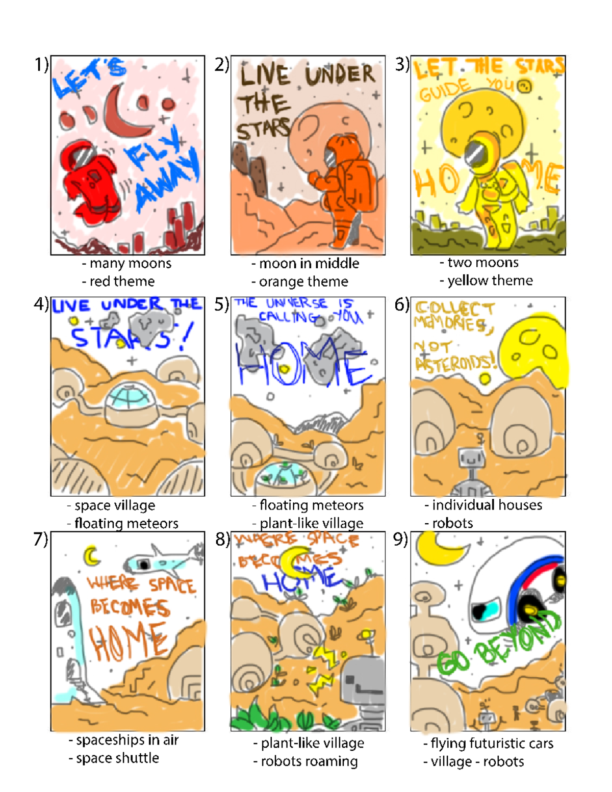 Thumbnail sketches mars - CSE 120 - 1) 2) 4) 5) 6) 7) 8) 9) many moons ...