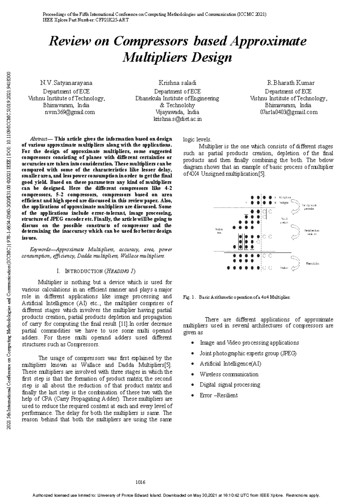 Compressors based approximate multiplier design - Review on Compressors ...