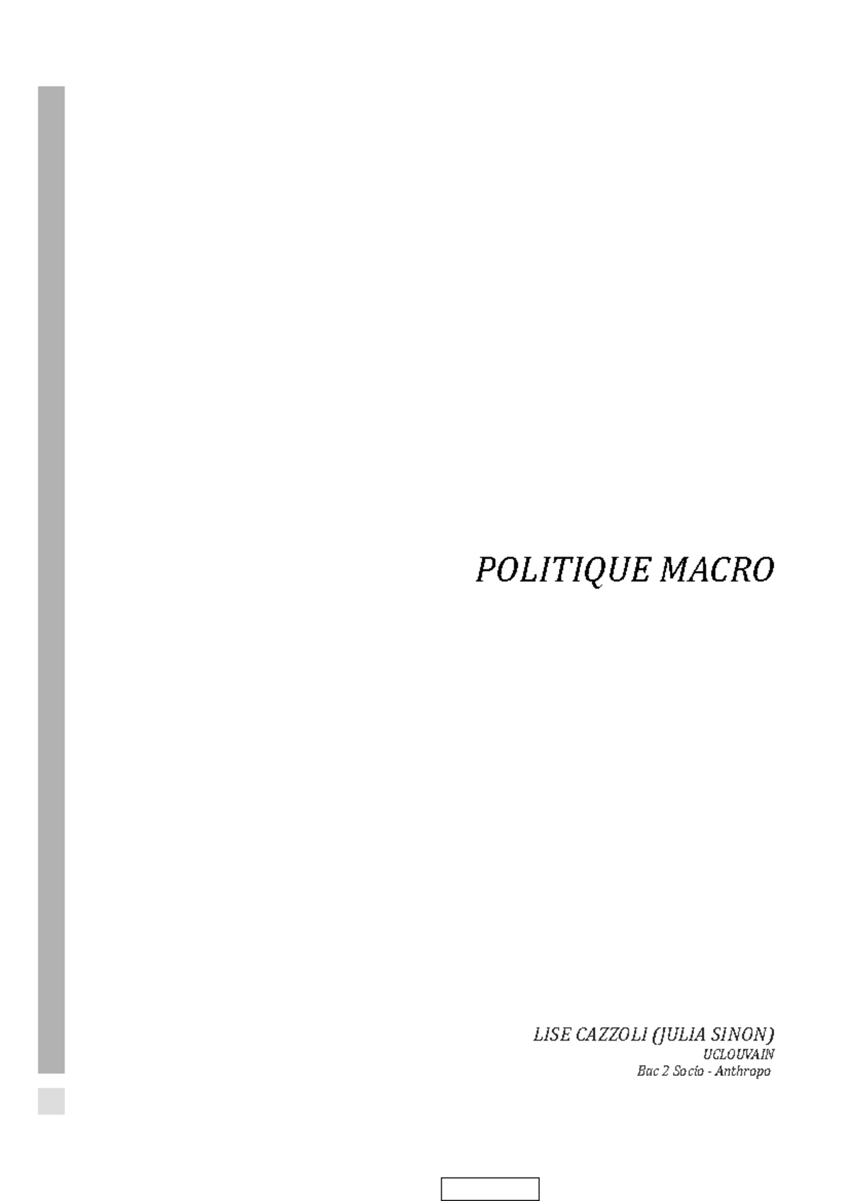Politique macro - Notes du cours complètes Prof : André Nyembwe ...