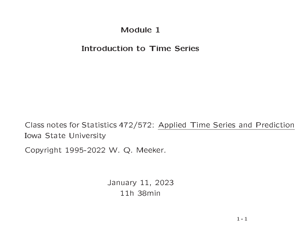 STAT 472 572 Module 01 Lecture PDF - Module 1 Introduction to Time ...