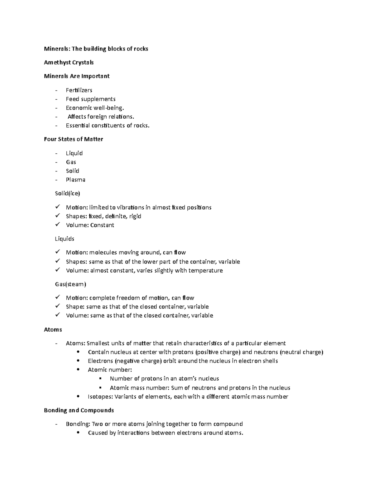Minerals The building blocks of rocks 1 - Minerals: The building blocks of rocks Amethyst ...