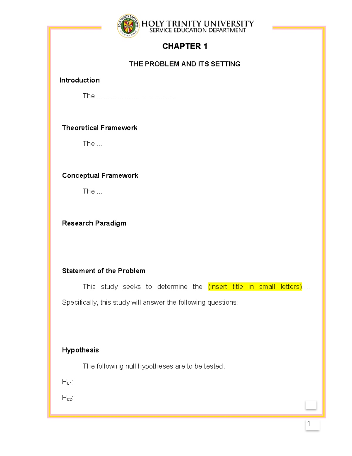 Att - CHAPTER 1 THE PROBLEM AND ITS SETTING Introduction The ...