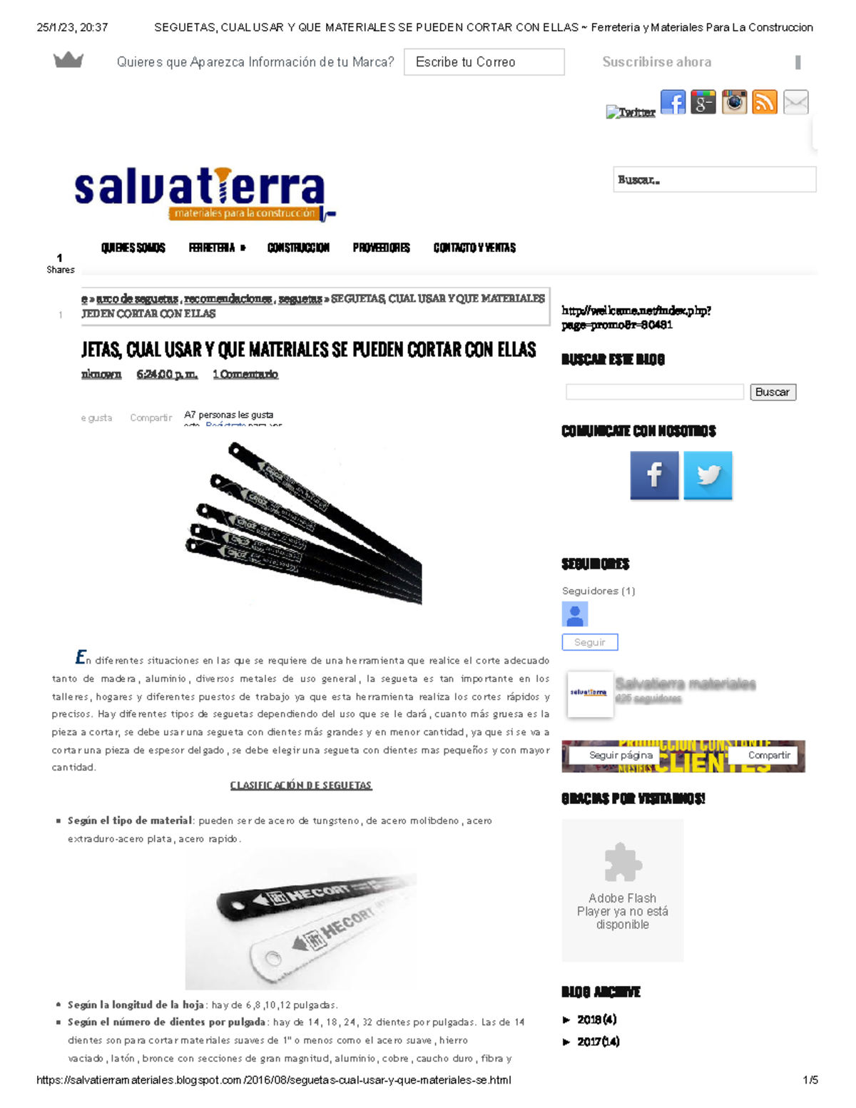 Seguetas, CUAL USAR Y QUE Materiales SE Pueden Cortar CON Ellas ...