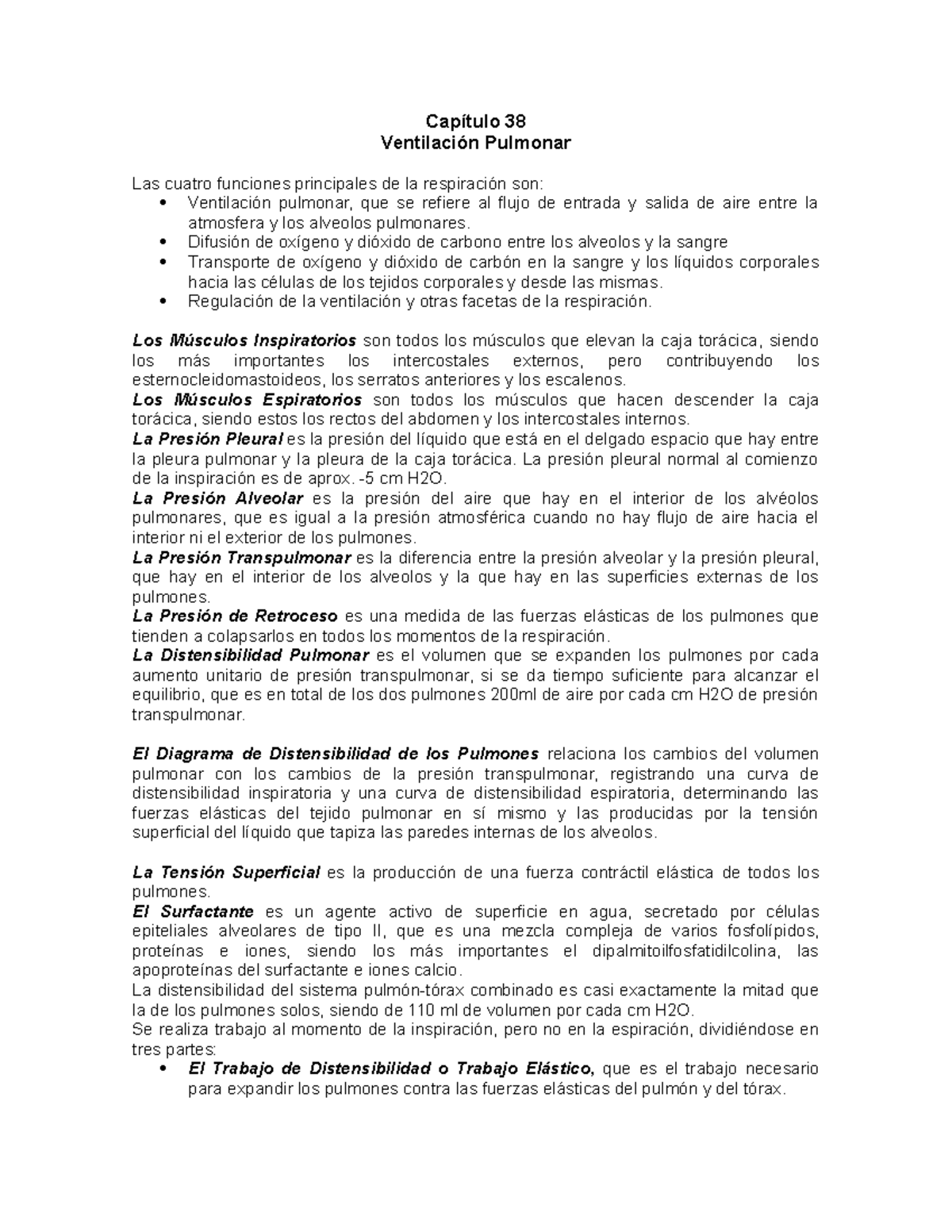 Resumen Capítulo 38-40 Fisiología Guyton - Capítulo 38 Ventilación Pulmonar Las cuatro funciones ...