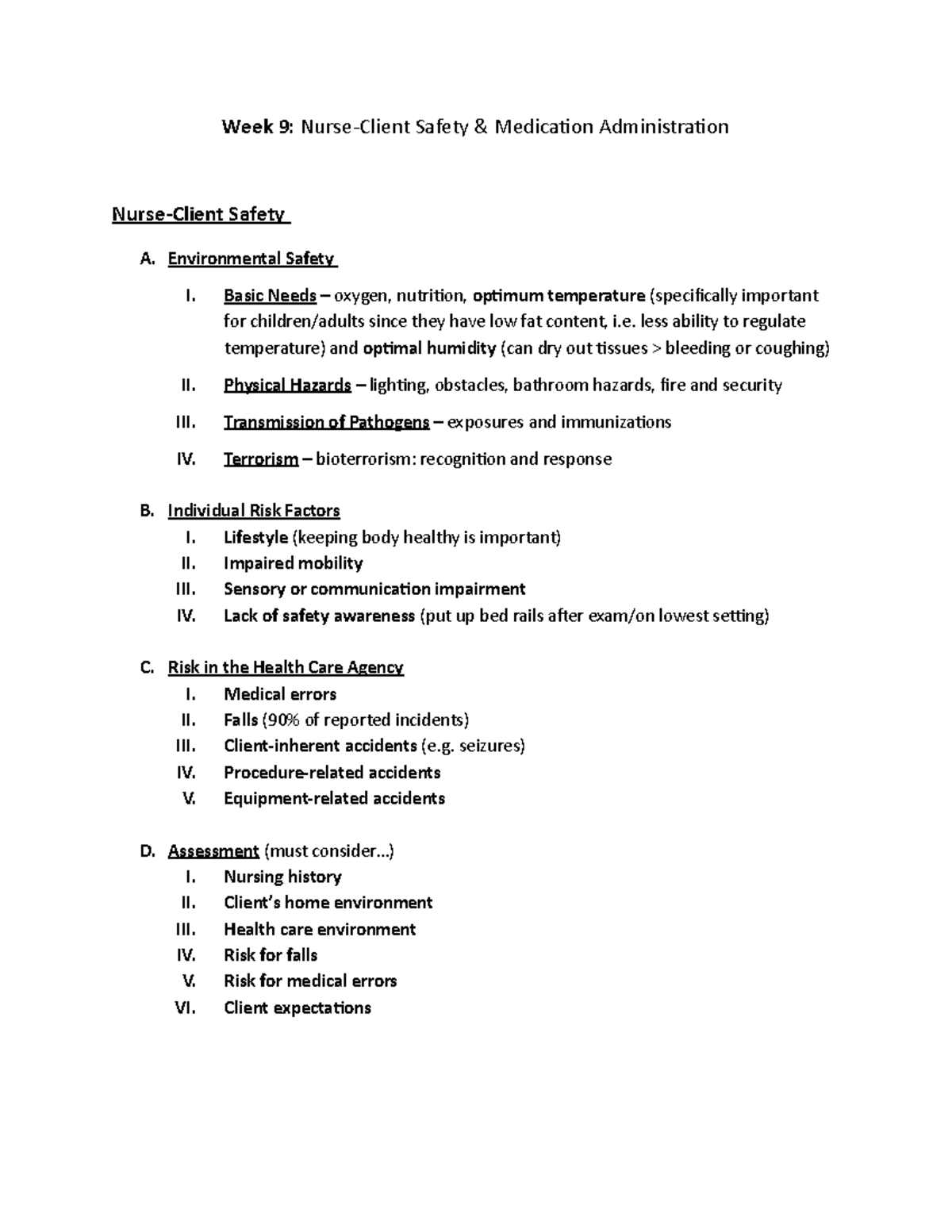 9 Nurse-Client Safety & Medication Administration - Week 9: Nurse ...