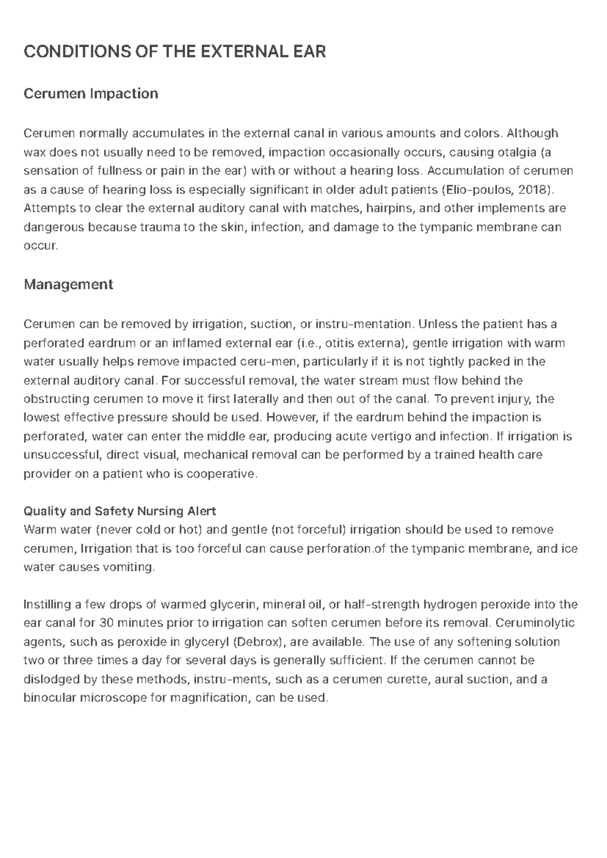 Conditions OF THE External EAR - CONDITIONS OF THE EXTERNAL EAR Cerumen ...