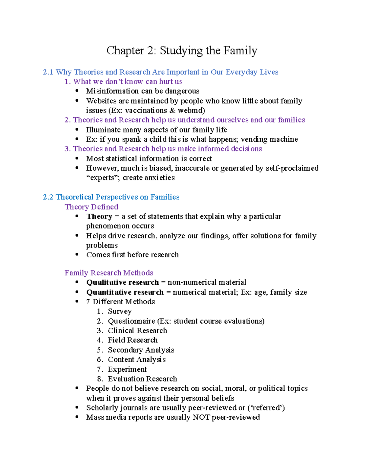 Chap 2 fmst 101 - Chapter 2: Studying the Family 2 Why Theories and ...
