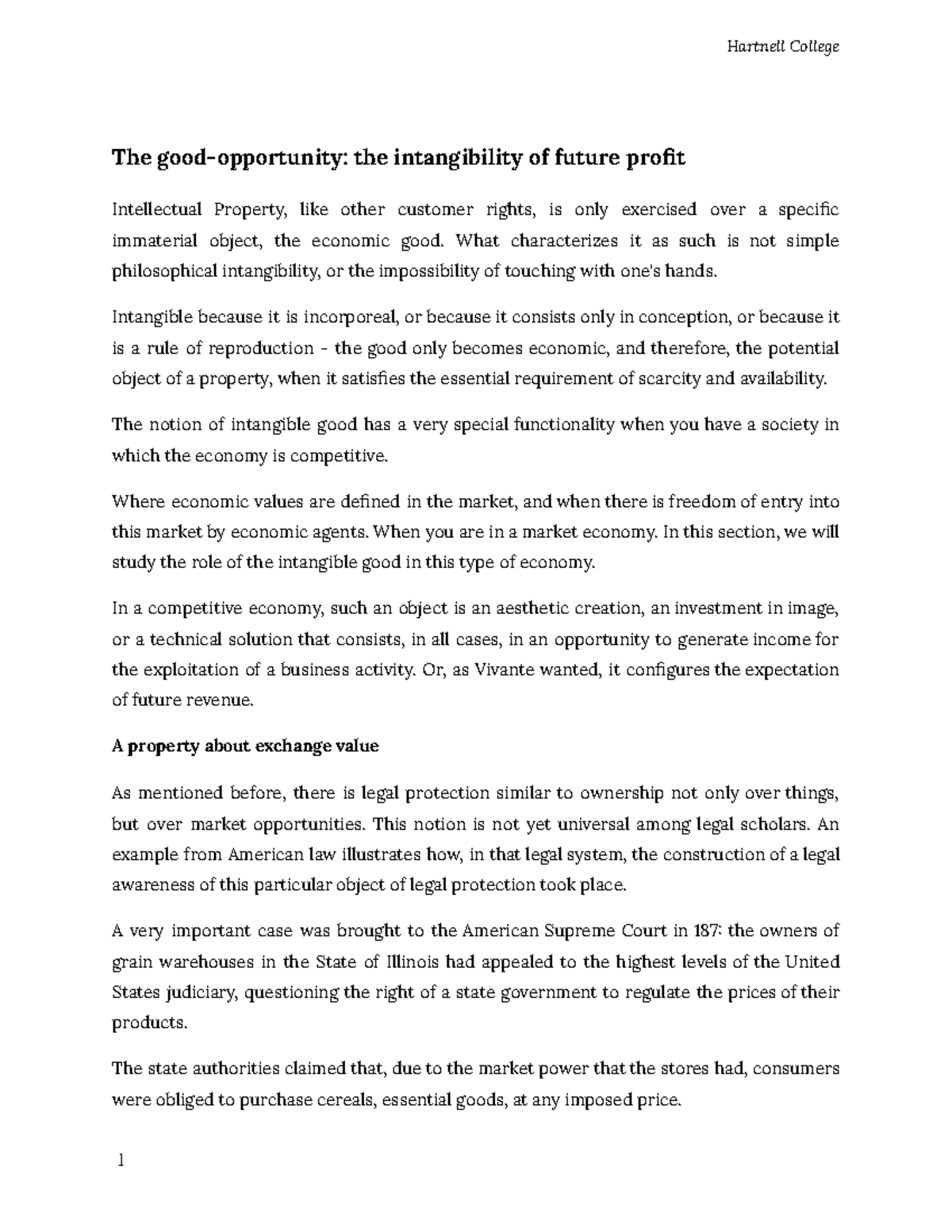 The property of an immaterial object. - The good-opportunity: the ...