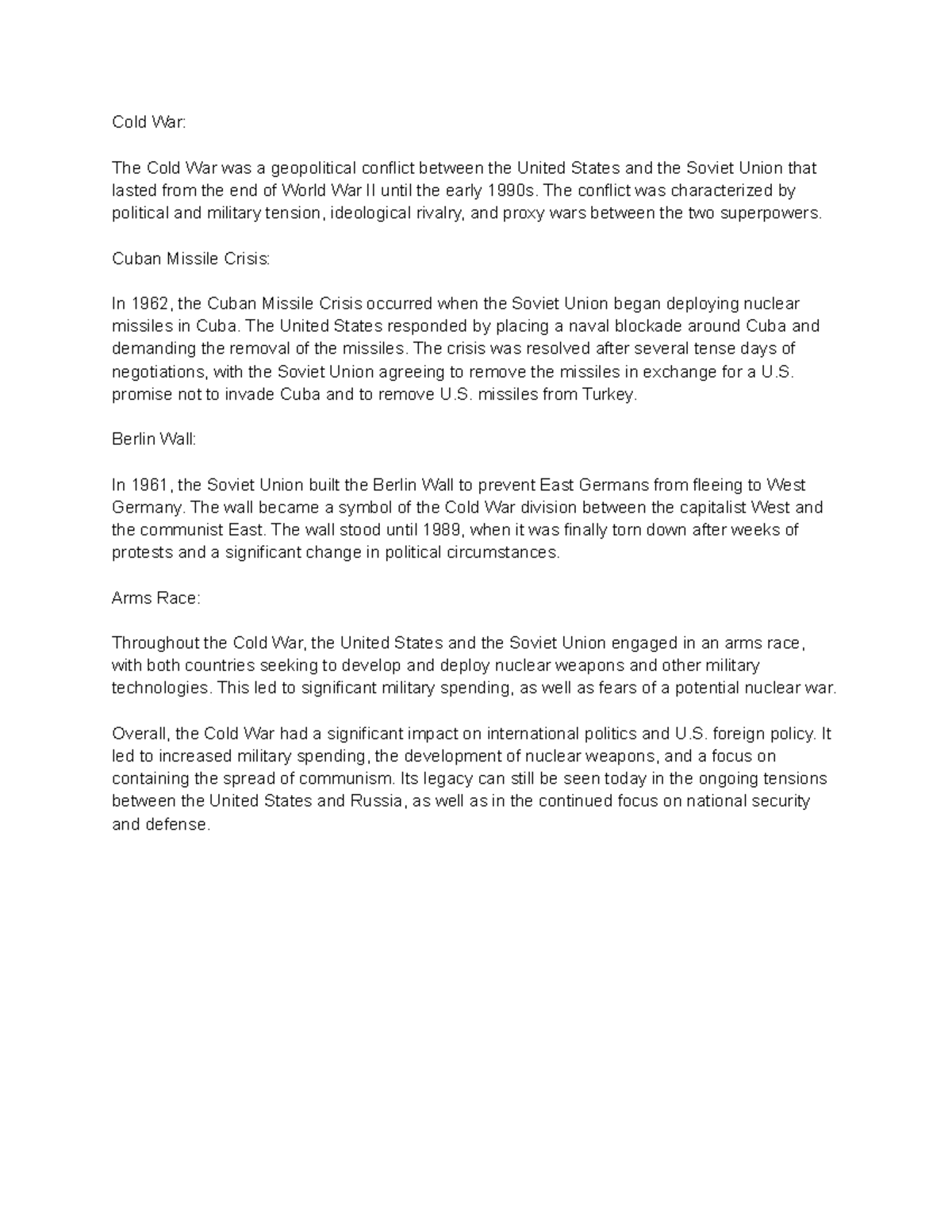 Modern US History - Cold War: The Cold War was a geopolitical conflict ...