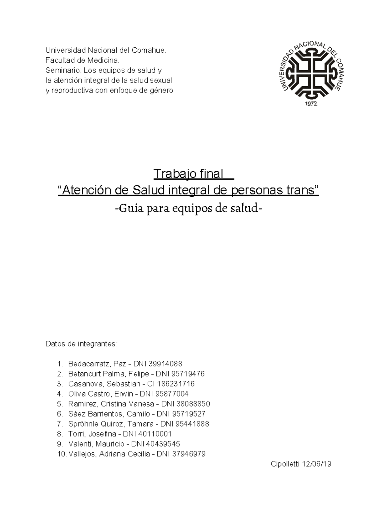 Salud Integral Personas Trans Final Sem Atención Integral De La
