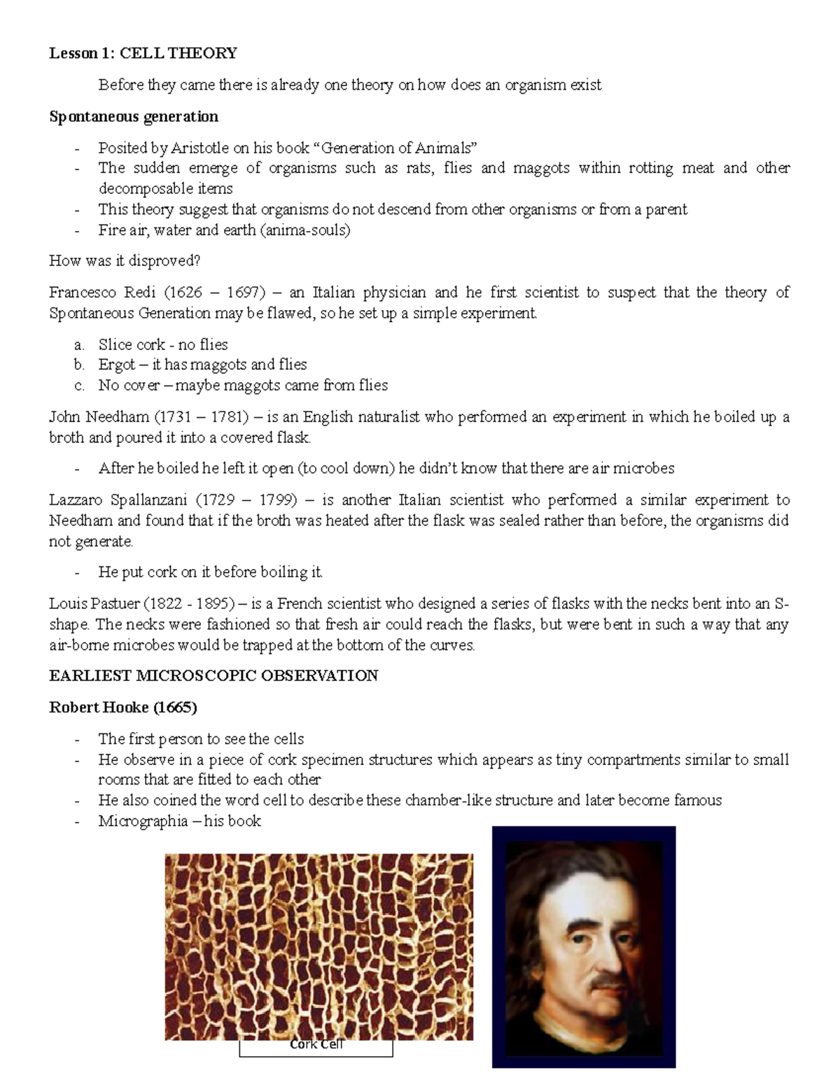Biology - Lesson 2 - Cell Theory - Lesson 1: CELL THEORY Before they ...