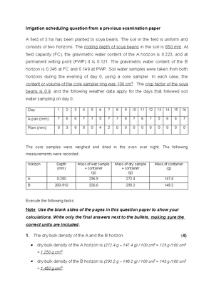 SOS206D Test 2 (irrigation methods) MEMO - Question 1 25 marks 1 Define ...