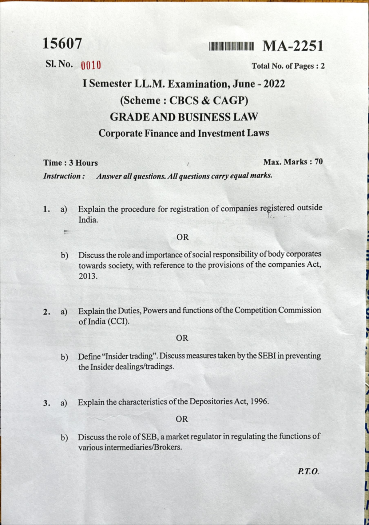 Question paper - Corporate law - Studocu