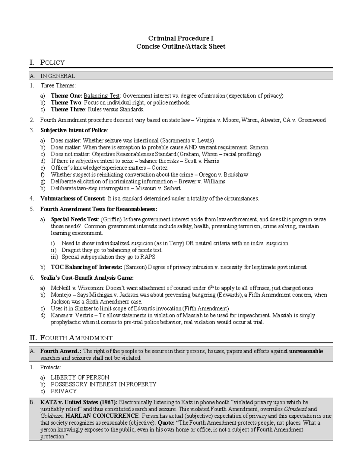 643Crim Pro Outline 5 - Summary Criminal Procedure - Criminal Procedure ...