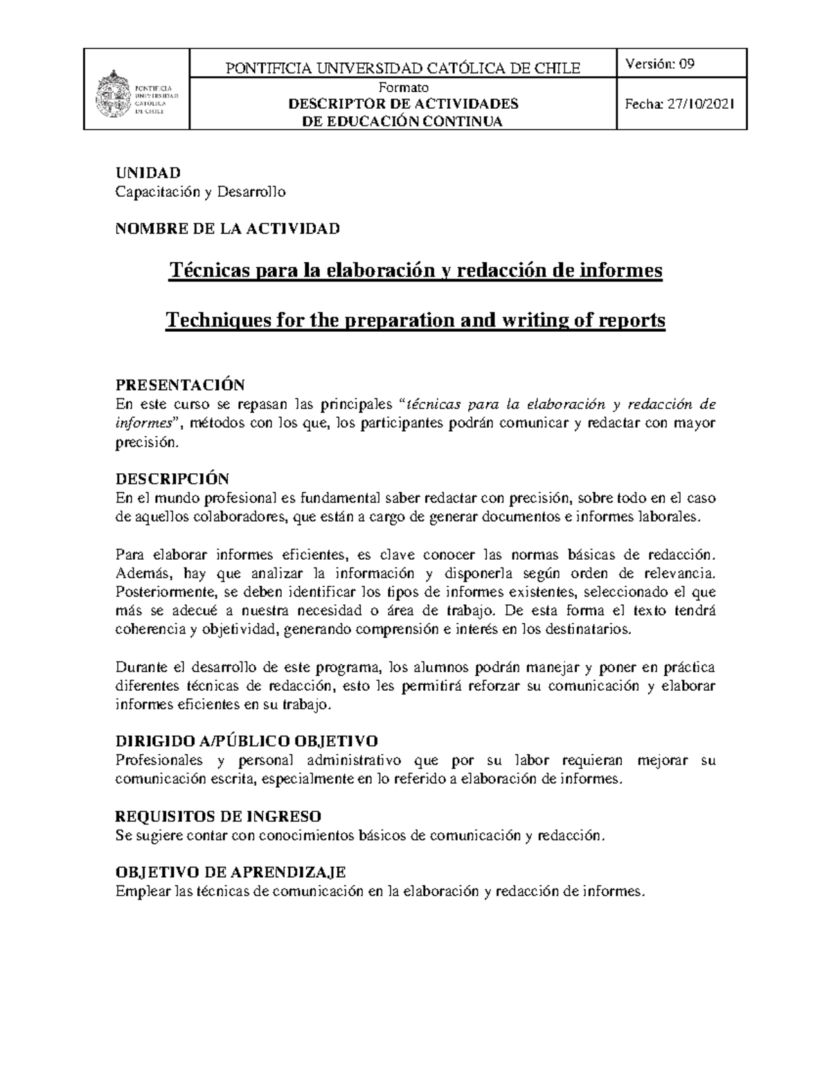 Tecnicas para la elaboracion y redaccion de informes - PONTIFICIA ...