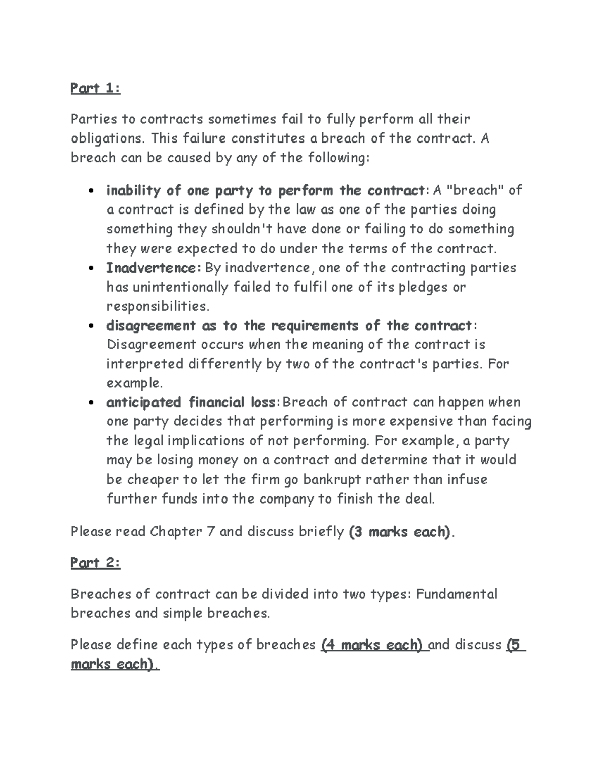 Law discussion 2 - Breach of contract - Part 1: Parties to contracts ...