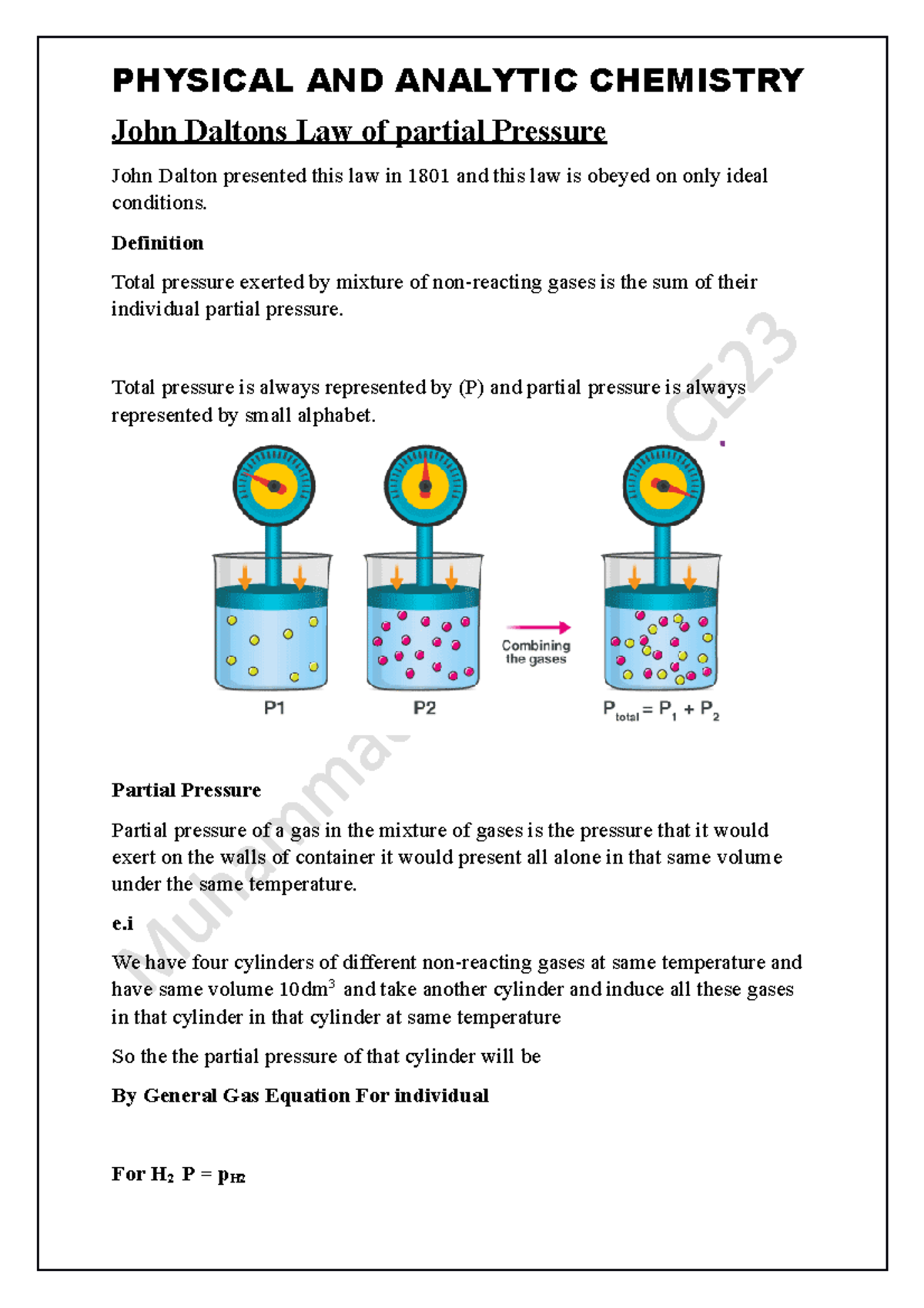 Chemistry - These notes are very ethentical. - John Daltons Law of ...