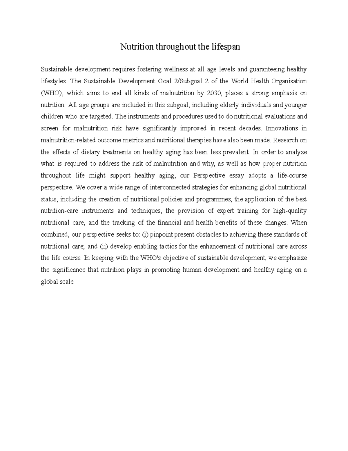 Sarah Gyasi - Nutrition throughout the lifespan - Nutrition throughout ...