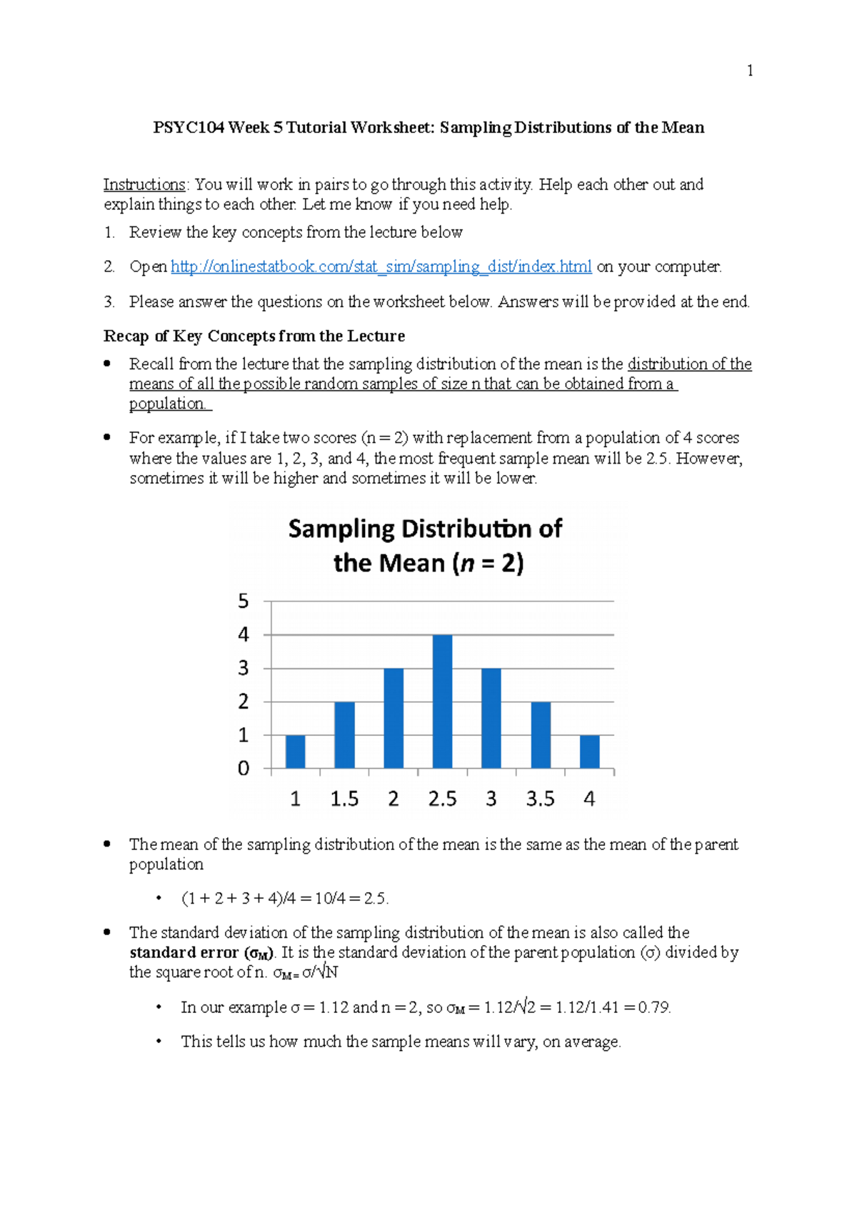 Week 5 2021 tutorial handout - PSYC104 Week 5 Tutorial Worksheet ...