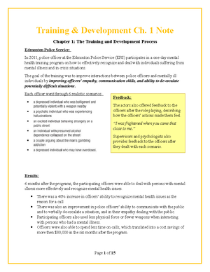 Training Ch 5 Note - note - Training and Development Ch 5 Note Chapter ...