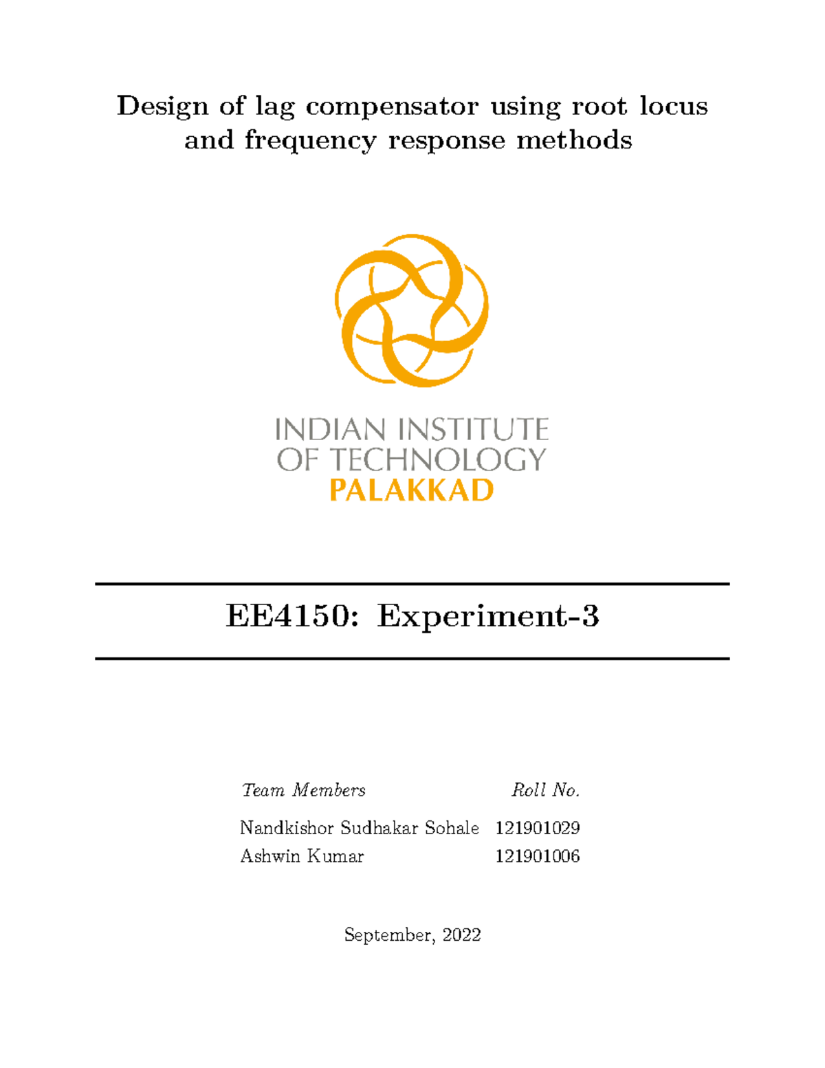 Control systems lab exp3 - Design of lag compensator using root locus and frequency response ...