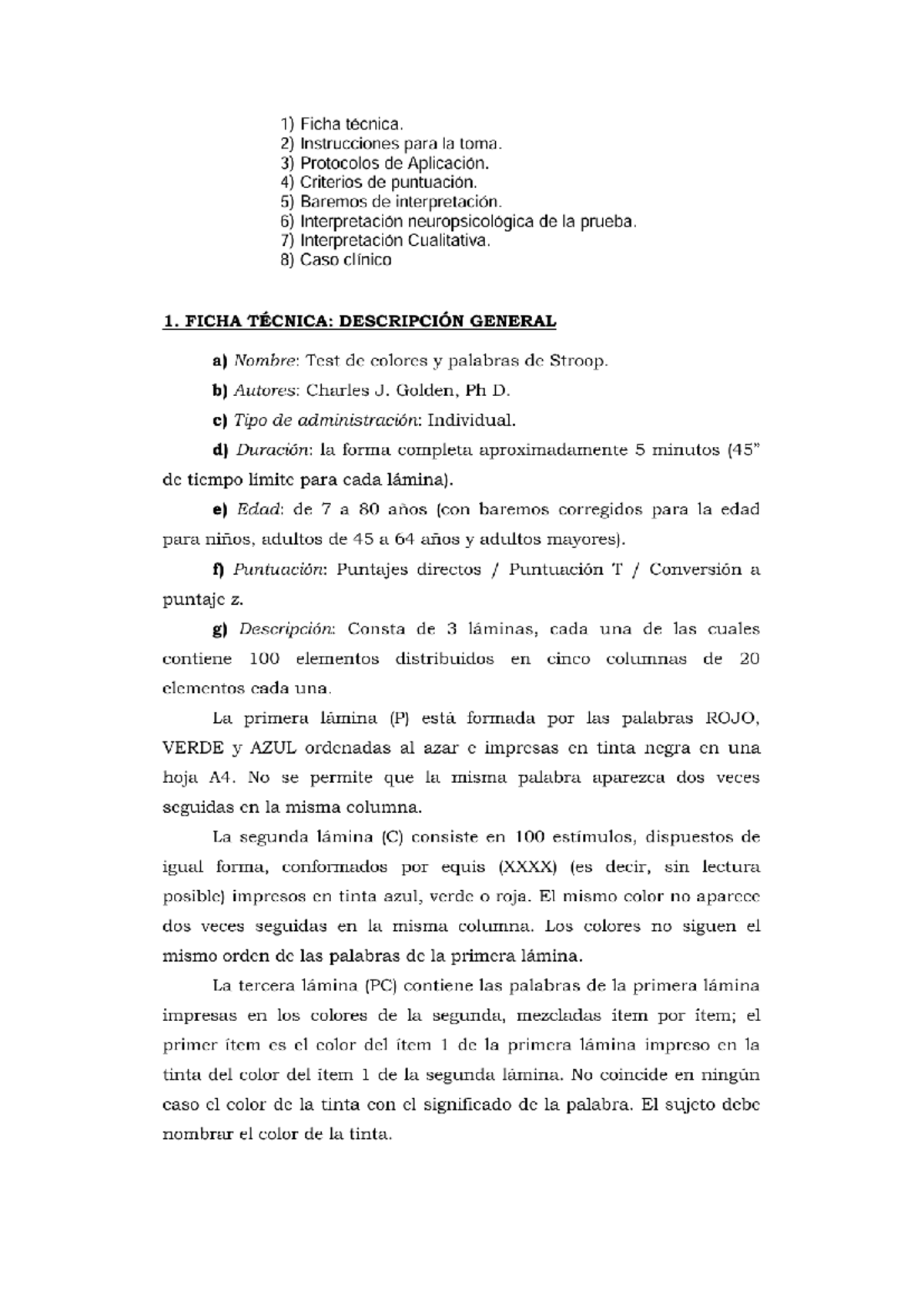 Protocolo Stroop - Neuropsicología - LL LLL L LL L La prueba de J. R ...
