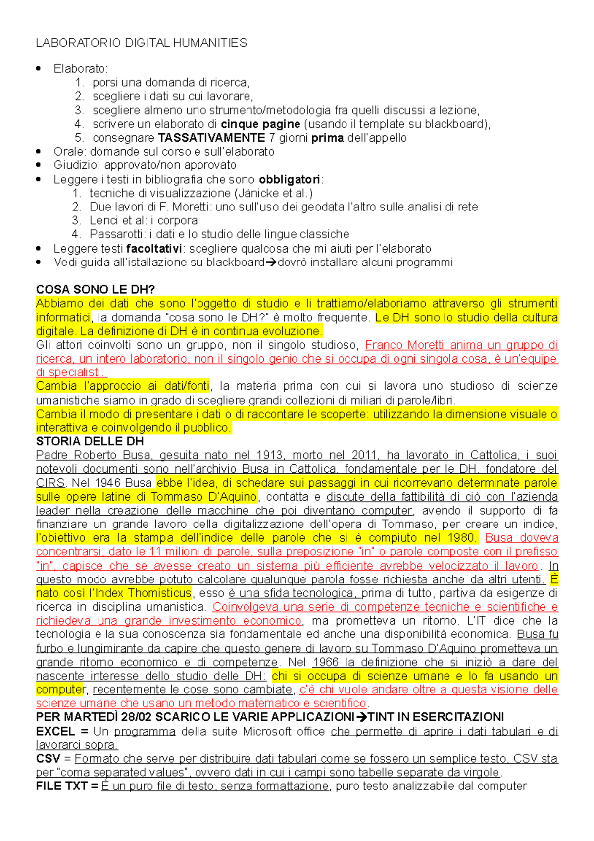 Appunti lezione - LABORATORIO DIGITAL HUMANITIES Elaborato: 1. porsi una domanda di ricerca, 2 ...