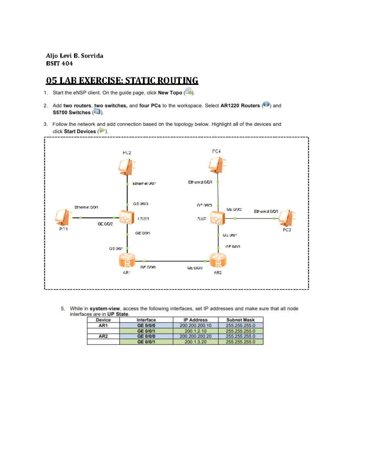05 Laboratory Exercise 1- Information Technology - Aljo Levi B. Sorrida ...